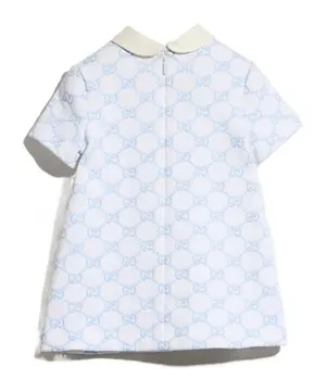 Gucci Baby Embroidered Cotton Jersey Dress - Ivory/light Blue