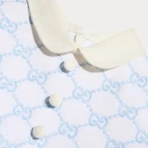 Gucci Baby Embroidered Cotton Jersey Dress - Ivory/light Blue