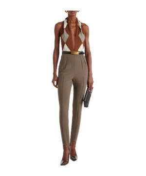 MUGLER Wool-blend Stirrup Leggings - Brown