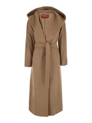 Max Mara Hooded Belted Coat - Camel