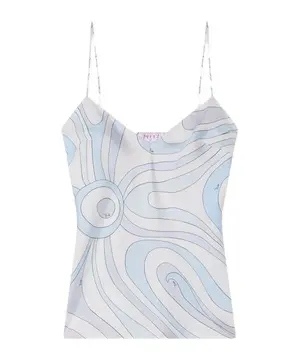 Emilio Pucci Marmo-print Silk Top - Light Blue