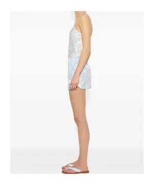 Emilio Pucci Marmo-print Silk Top - Light Blue