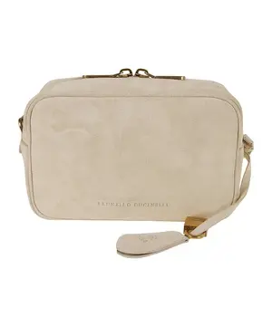 Brunello Cucinelli Suede Logo-embossed Shoulder Bag