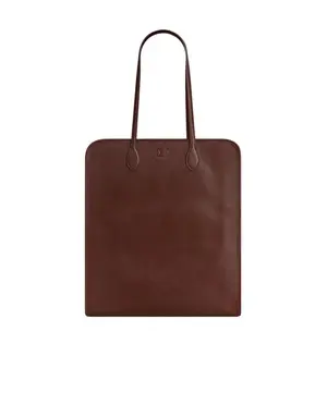 Celine Tall Cabas In Shiny Lambskin - Dark Brown