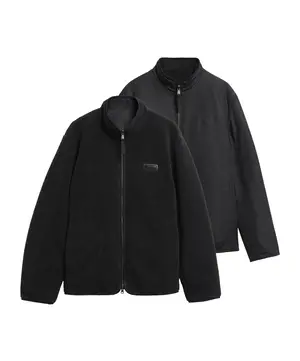 Barbour Reversible Stand Collar Fleece Jacket - Black
