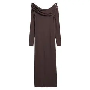 Barbour Asymmetric Offshoulder Maxi Dress - Truffle