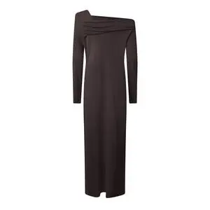Barbour Asymmetric Offshoulder Maxi Dress - Truffle