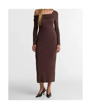 Barbour Asymmetric Offshoulder Maxi Dress - Truffle