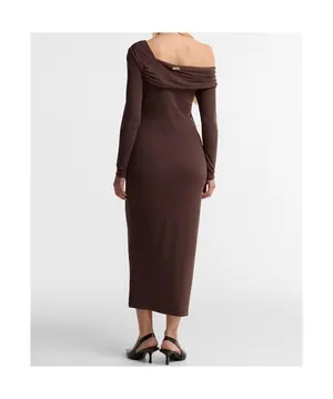 Barbour Asymmetric Offshoulder Maxi Dress - Truffle