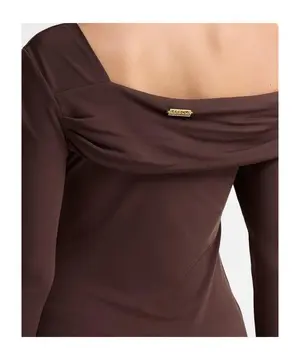 Barbour Asymmetric Offshoulder Maxi Dress - Truffle