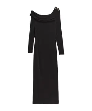Barbour Asymmetric Offshoulder Maxi Dress - Black