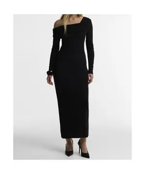 Barbour Asymmetric Offshoulder Maxi Dress - Black