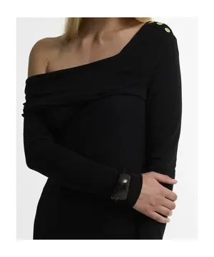 Barbour Asymmetric Offshoulder Maxi Dress - Black