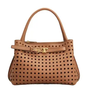 TOD'S Tim Perforated Tote Bag - Brown