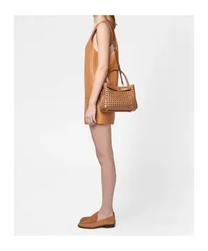 TOD'S Tim Perforated Tote Bag - Brown