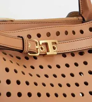 TOD'S Tim Perforated Tote Bag - Brown