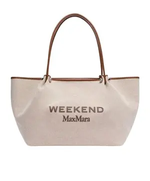 Max Mara Getto Logo Printed Tote Bag - Nude