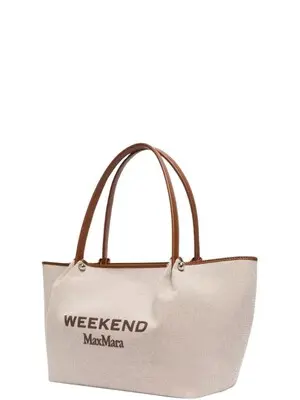 Max Mara Getto Logo Printed Tote Bag - Nude