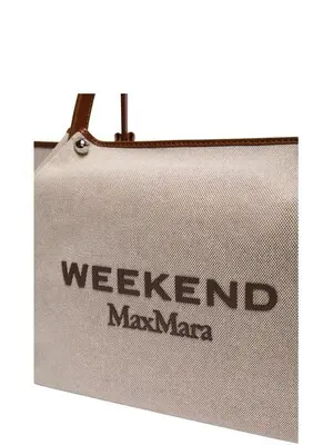 Max Mara Getto Logo Printed Tote Bag - Nude