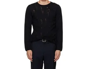 Comme Des Garçons Crew-neck Rolled-edge Knit Top - Black
