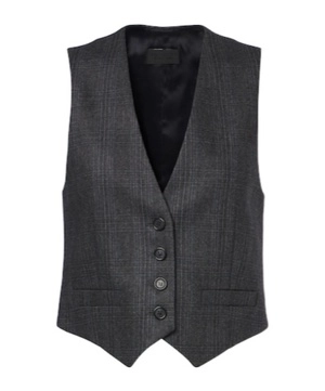 NILI LOTAN Ismael Checked Wool And Cashmere Vest - Black