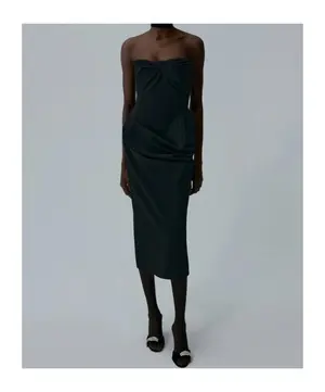 Magda Butrym Structured Drape Corset Midi Dress