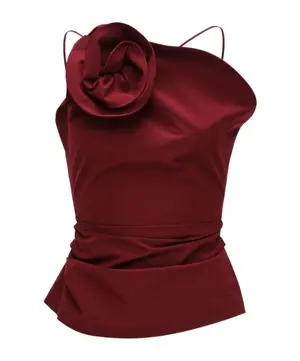 Magda Butrym Rose One-shoulder Top In Red