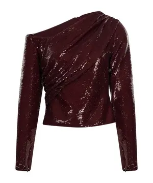 Roland Mouret Asymmetric Sequin Top - Wine Red