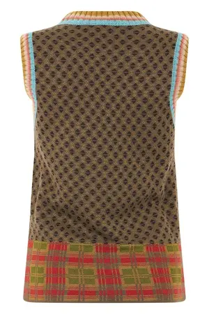 Dries Van Noten Temi Patterned Knitted Top - Forest