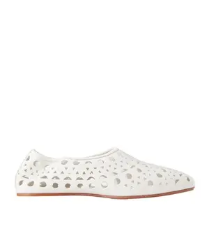 Alaïa Neo Vienne Perforated Leather Ballet Flats - White