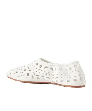 Alaïa Neo Vienne Perforated Leather Ballet Flats - White