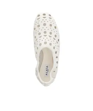 Alaïa Neo Vienne Perforated Leather Ballet Flats - White