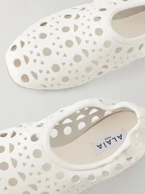 Alaïa Neo Vienne Perforated Leather Ballet Flats - White