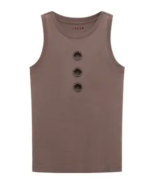 Marni Grey Cotton Tank Top With Cut-out Polka Dots