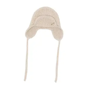 Borsalino Ribbed-knit Aviator Hat With Ear Flaps - Nude