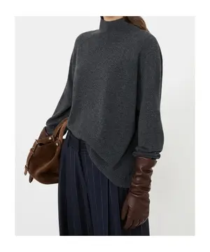 Max Mara Wkdzarina High Neck Knitted Jumper - Dark Gray