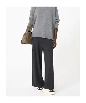 Max Mara Wool And Cashmere Yarn Trousers Dark Grey