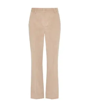 Max Mara Cotton Velvet Cropped Trousers Sand