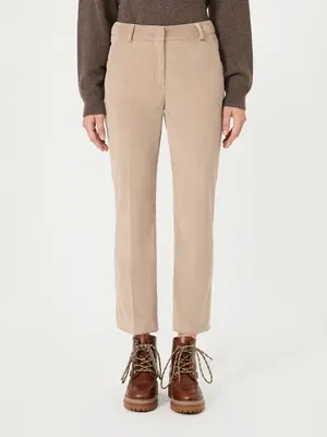 Max Mara Cotton Velvet Cropped Trousers Sand