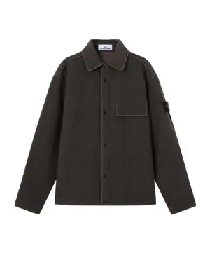 Stone Island Comfort-fit Snap-front Overshirt With Chest Pocket - Lead Gray