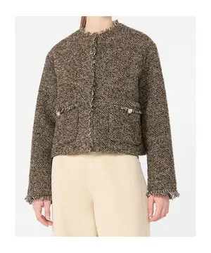Max Mara Wool Blend Bouclé Boxy Jacket