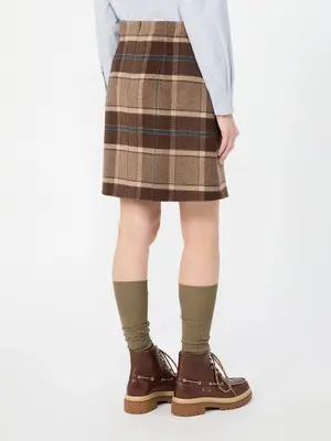 Max Mara Short Checked Wool Skirt - Brown