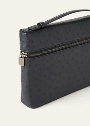 Loro Piana Zippered Handbag - Navy Blue/agate