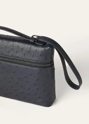 Loro Piana Zippered Handbag - Navy Blue/agate