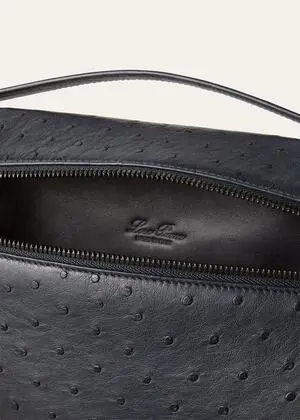 Loro Piana Zippered Handbag - Navy Blue/agate