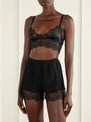 Dolce & Gabbana Lace-trimmed Silk-blend Satin Bra