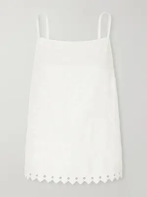 ERES Corail Embroidered Linen Tank - White