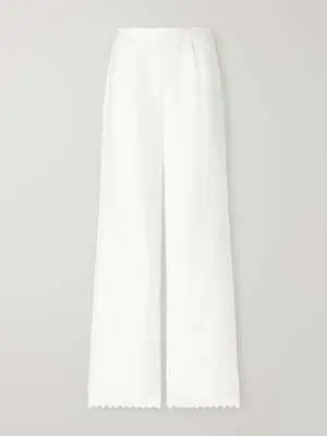 ERES Albatre Embroidered Linen Straight-leg Pants - White