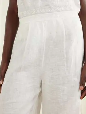 ERES Albatre Embroidered Linen Straight-leg Pants