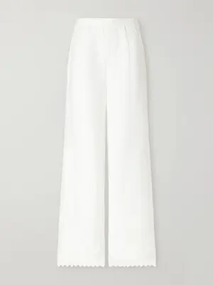 ERES Albatre Embroidered Linen Straight-leg Pants